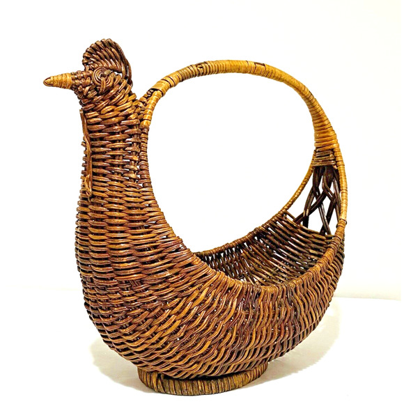 Vintage | Accents | Vintage Rooster Chicken Handmade Wicker Basket With ...